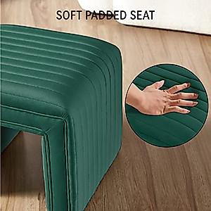 Get Set Style Velvet Ottoman, Vanity Stool Chair Modern Velvet Ottoman Footstool with Wood Legs Sofa Bench Extra Seating for Makeup Room,Living Room, Entryway(Fully Assembled)