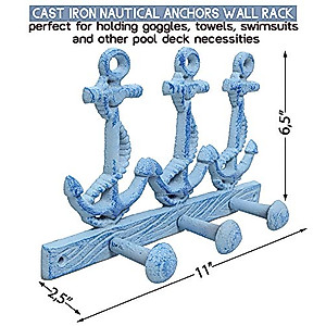Basic Fundamentals Cast Iron Nautical Anchors Wall Rack with 3 Hooks