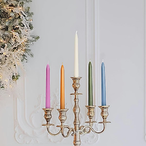 Olorvela Orange Beeswax Taper Candles,8" Long Candlestick,smokeless dripless unscented Natural Beeswax Candles.for Gift,Mother's Day (Orange)