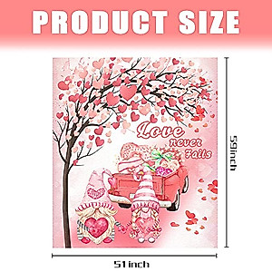 delaimastor Valentines Day Blanket Super Soft Flannel Fleece Throw Blankets Pink Red Love Heart Gnomes Truck Blanket Cozy Warm Fuzzy Plush Microfiber Blankets for Couch Bed Sofa Valentines Day Decor