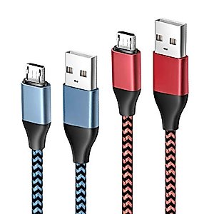 Charger Cable for PS4 Controller 2Pack 15ft Extra Durable Nylon Braided Micro USB Fast Charging Cord Compatible with Playstation 4,Xbox One S/X Controller,Samsung Galaxy S7 S6,J7 J3 Note 5 4 and More