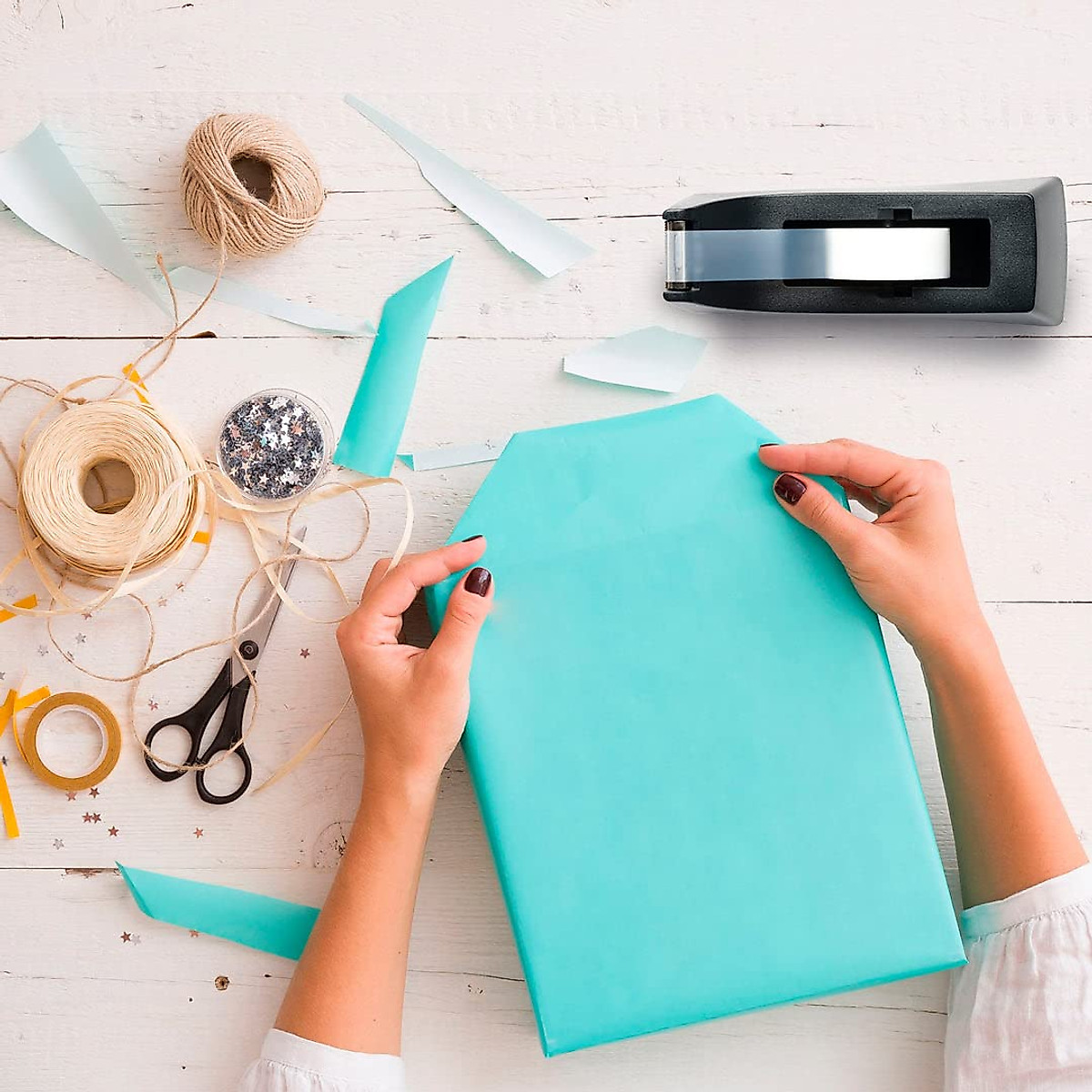 Desktop Tape Dispenser - Non-Skid Base - Weighted Tape Roll Dispenser - Perfect for Office Home School (Tape not Included) 2 Pack