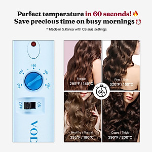 VODANA Professional GlamWave Ceramic Curling Iron, Long-Lasting Natural Curls, Instant Heat, Hair Curler, Curling Wand, Available in USA (1.4 inch, Creamy Blue)
