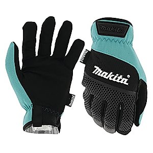 Makita Unisex Makita T 04167 Open Cuff Flexible Protection Utility Work Gloves Large , Teal/Black, Large US