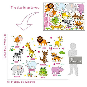 SuperDuo Animal Wall Sticker Cartoon DIY Art Decal Self-Adhesive Wallpaper Mural Decorate for Living Room TV Sofa Background Bedroom Kids Room Nursery (Style 14)