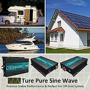WZRELB Reliable 3000W Pure Sine Wave Solar Power Inverter 48V 120V Off Grid DC to AC Power Converter Generator Home Power Backup