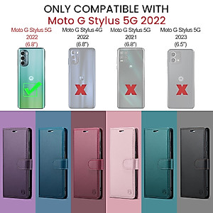 FLIPALM for Moto G Stylus 5G 2022 Wallet Case with RFID Blocking Credit Card Holder, PU Leather Folio Flip Kickstand Shockproof Cover Women Men for Motorola Moto G Stylus 5G 2022 Phone case(Black)