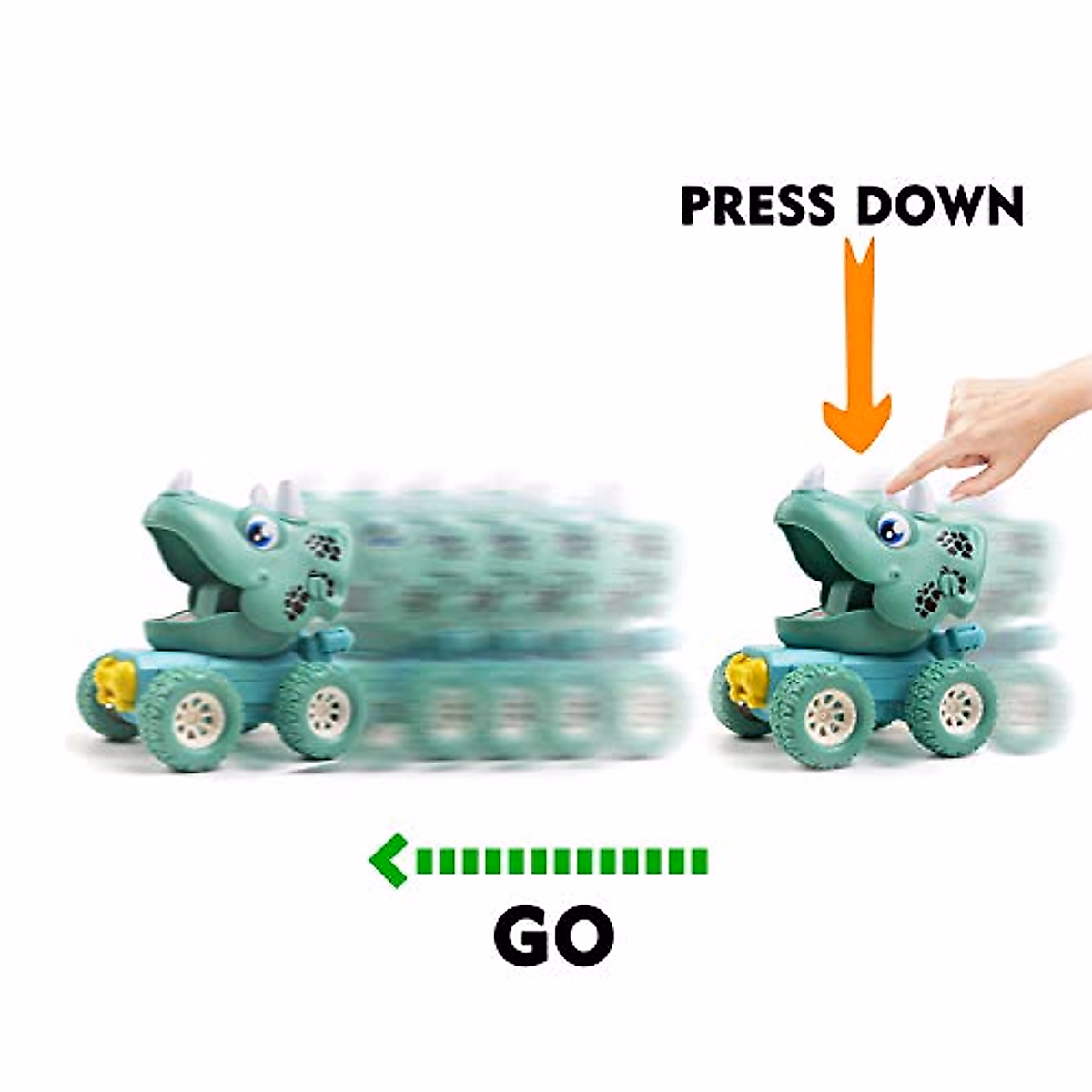 ZHFUYS Dinosaur Toy,Press & go Dinosaur Toy car Push and go car Toy for Boys 2 3 4 5 Year Old Kids Dino Toy(Wheel Color Random)