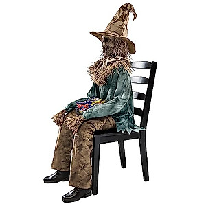 Spirit Halloween 4.5 Ft Scary Sitting Scarecrow Animatronic | Decorations | Animated | Pop-up Motion | Scarecrow Prop