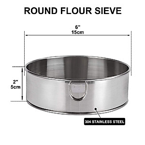 Xpanal Flour Sieve Fine Mesh, 6" Stainless Steel 60 Mesh Round Flour Sifter for Baking Cake Bread