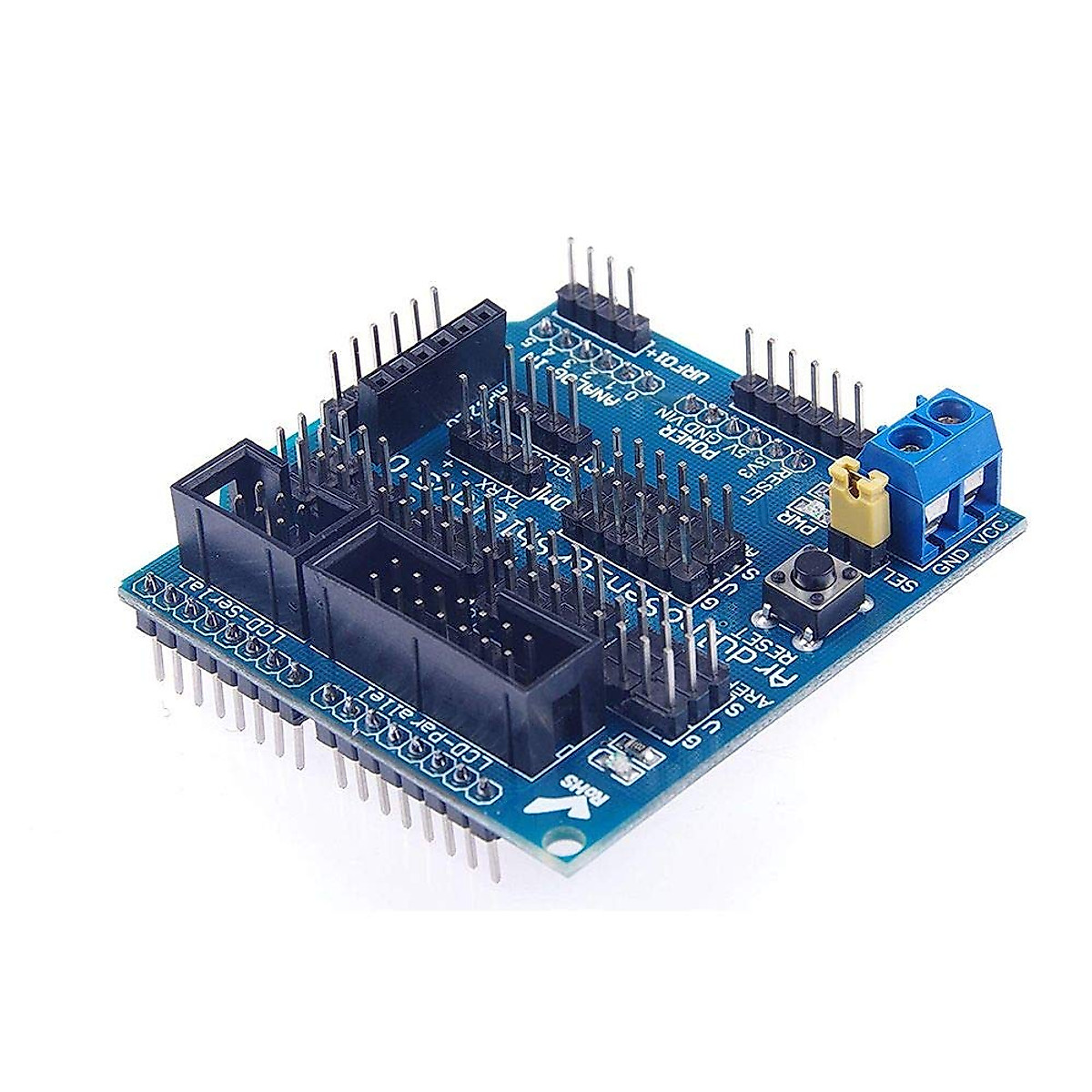 DAOKI Sensor Shield V5.0 Expansion Board UNO MEGA R3 V5 for Arduino Electronic Building Blocks of Robot Genuino System with Dupont Cable + Power Wire