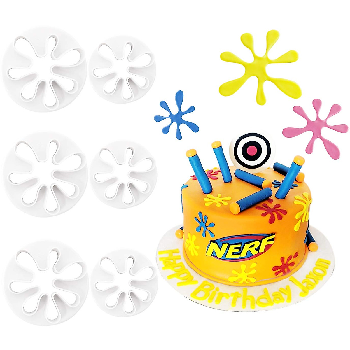 Honbay 6PCS Plastic Paint Splatter Cookie Cutter Set CupCake Decorating Gumpaste Fondant Mould for Cake Cupcake Decoration and Polymer Clay Crafting Projects (2 Size)