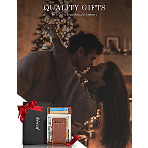 kinzd Money Clip Crazy Horse Leather Slim Minimalist Wallet for Men RFID Blocking Strong Magnet Money Clips Front Pocket Wallet