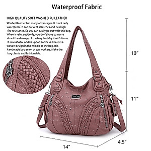 Purses and Handbags Women Fashion Tote Bag Shoulder Bags Top Handle Satchel Purses Washed Synthetic Leather Handbag… 1-1#d.pink 13.8 * 4.7 * 11.8 inches