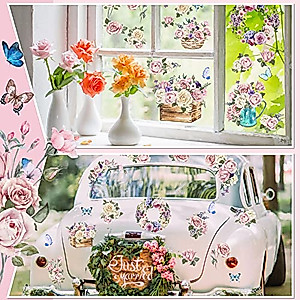 4 Sheets Rub on Transfers 16 x 12 Inches Sunflower Rose Eucalyptus Furniture Rub on Transfers Stickers for Crafts Wood Furniture Fabric Journal Envelope Scrapbooking (Rose Style)