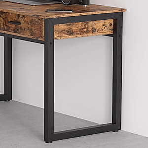 IRONCK Computer Desk, 47" Writing Study Table with 2 Drawers, Wood Metal Home Office Desk, Laptop Notebook PC Workstation, Easy Assembly, Industrial Style