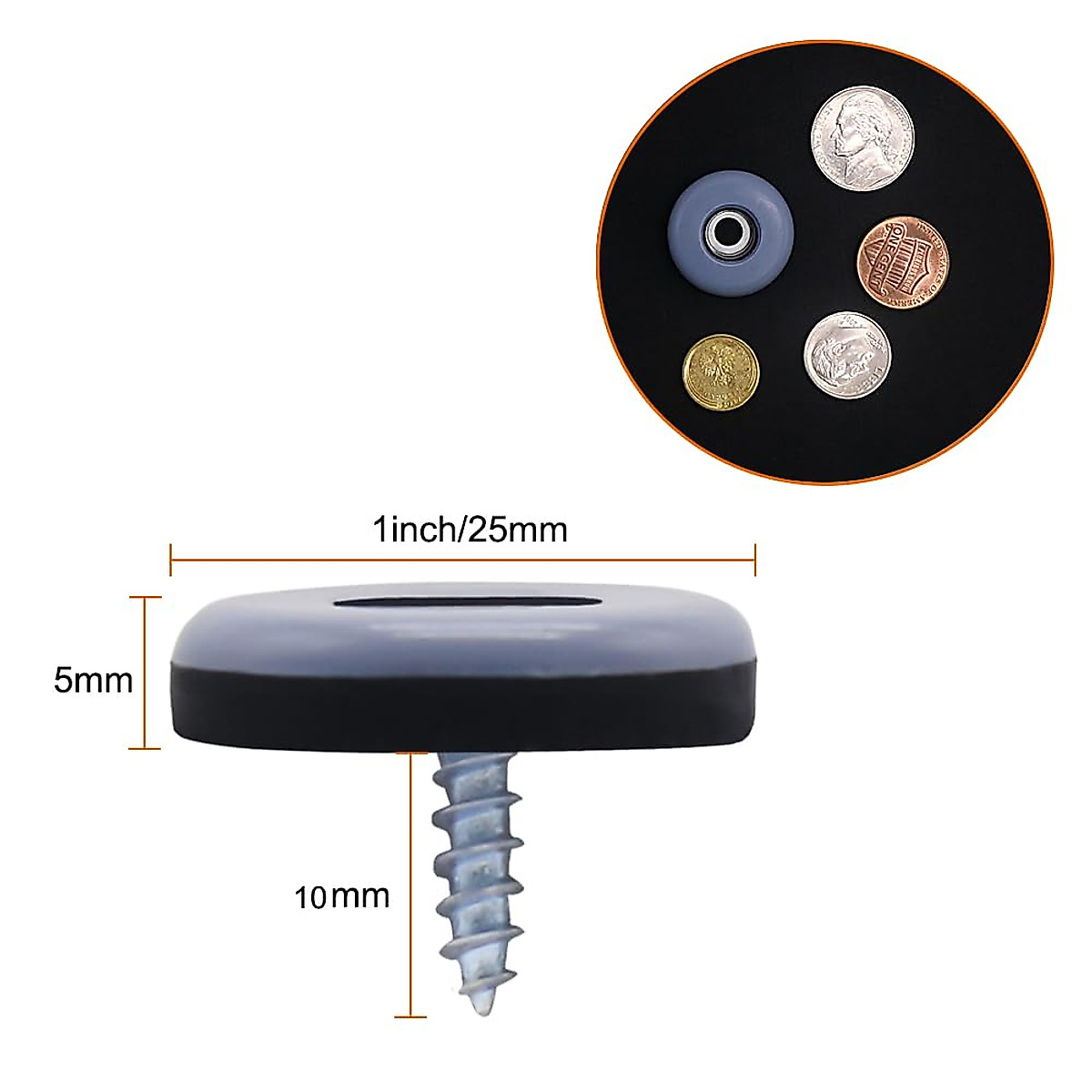 GINOYA Teflon Furniture Sliders, 48pcs 1inch Reusable Furniture Glides with Screws for Carpet Tile Hardwood (Grayish Blue)