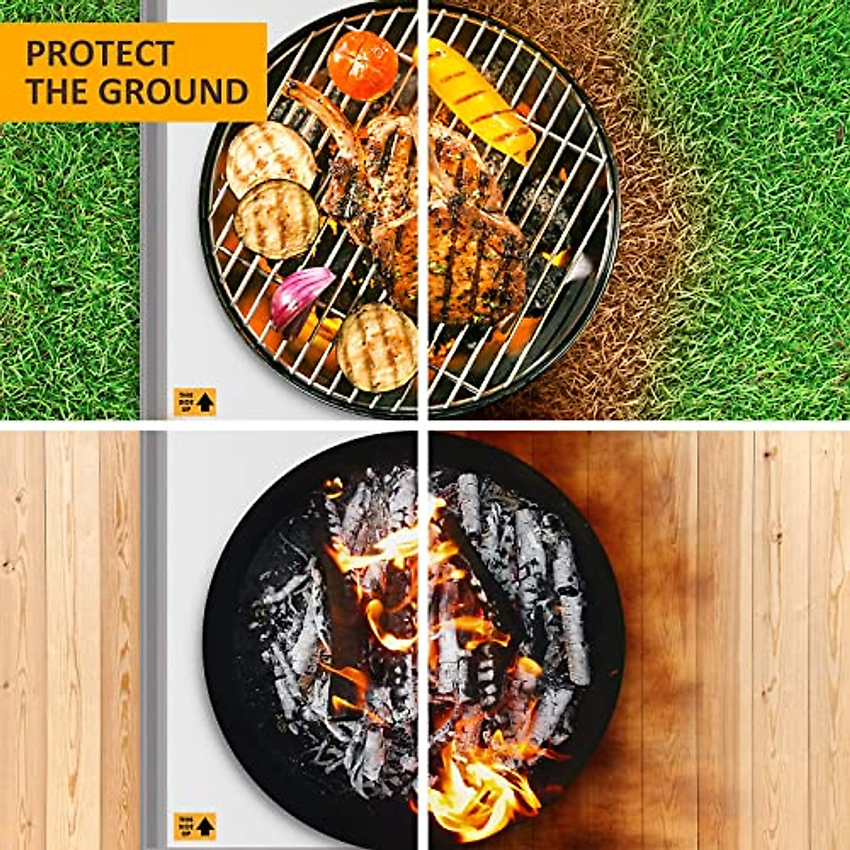 Semmiro 40" x 40" Square Fire Pit Mat, 3-Layer Fireproof Grill Pad ...