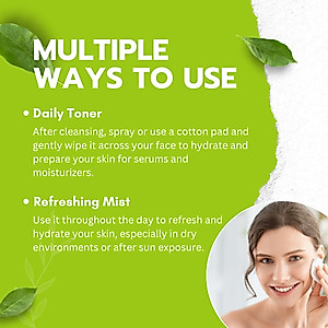 Hebepe Green Tea Matcha Facial Toner, Refreshing, and Soothing Face Toner, with Hyaluronic Acid, White Willow, Honeysuckle, Grapefruit Extract, Rosemary, 120ml
