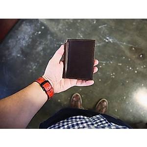 OleksynPrannyk Small Leather Notebook with Pen Holder 3x4 Refillable Mini Journal Cover for Extra Small olpr. Extra Small Journal Notebook Refill Handcrafted in USA from Full-Grain Leather (Chestnut)