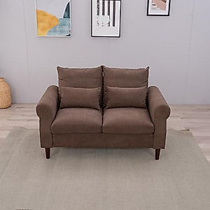 Panana 2 Seats Love Seat for Living Room Modern Brown Linen Fabric Couch 2 Seat Sofa for Apartment and Small Space (Brown, 2 Seater)