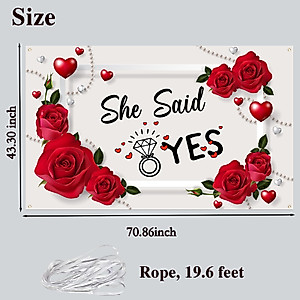 Labakita She Said Yes Backdrop for Photoshoot, Engagement Party Backdrop Sign, Bridal Shower Bachelorette Engagement Party Decoration Supplies, Wedding Engaged Photoshoot
