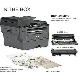 44 Brother DCP L2500 Series All-in-One Wireless Monochrome Laser Printer,Duplex Printing, Print Scan Copy, 128MB Memory, 2400 x 600 dpi, 36 ppm, 250-Sheet, 50-Sheet ADF Black DCPL-2550DWB ‎Brother