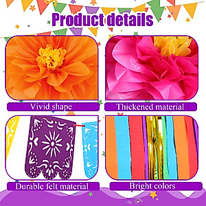 TaoBary 28 Pcs Mexican Party Decorations Set Mexican Paper Flowers Fiesta Ruffled Streamer Backdrop Papel Picado Banner Mexican Party Decorations for Cinco De Mayo Party Decor(Flower)