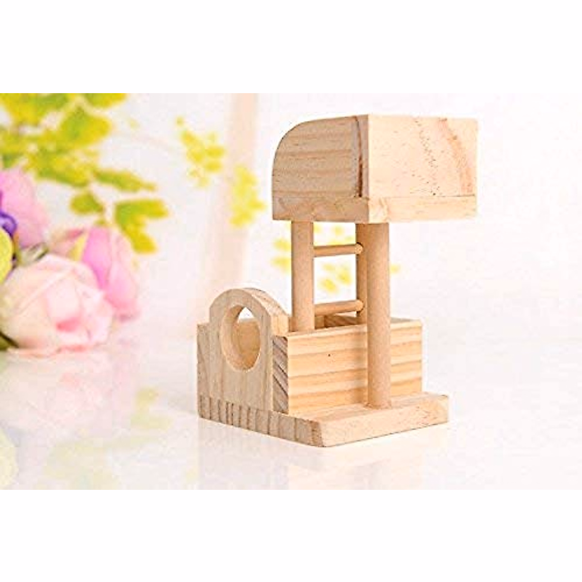 Litewoo Hamsters Wood House Climbing Ladder Lookout Tower Rat Mouse Wooden Climbing Playing Toys Lookout Platform