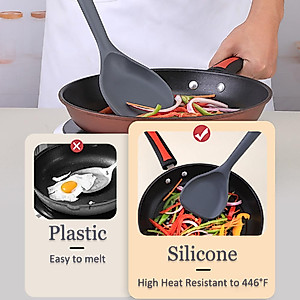 Wok Spatula, Silicone Wok Spatula Turner with Heat Resistant Wooden Handle, Kitchen Utensil Cooking Shovel Scoop Ladle for Scooping, Flipping, Stirring, Durable BPA-free Nonstick Cooking, 13.2Inch