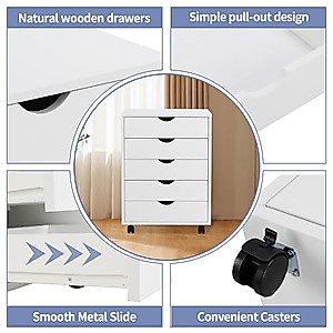 NEWBULIG 5 Drawer Storage Organizer, Wood File Cabinets with Wheels, Large Printer Stand for Home Office Study Dressing Room