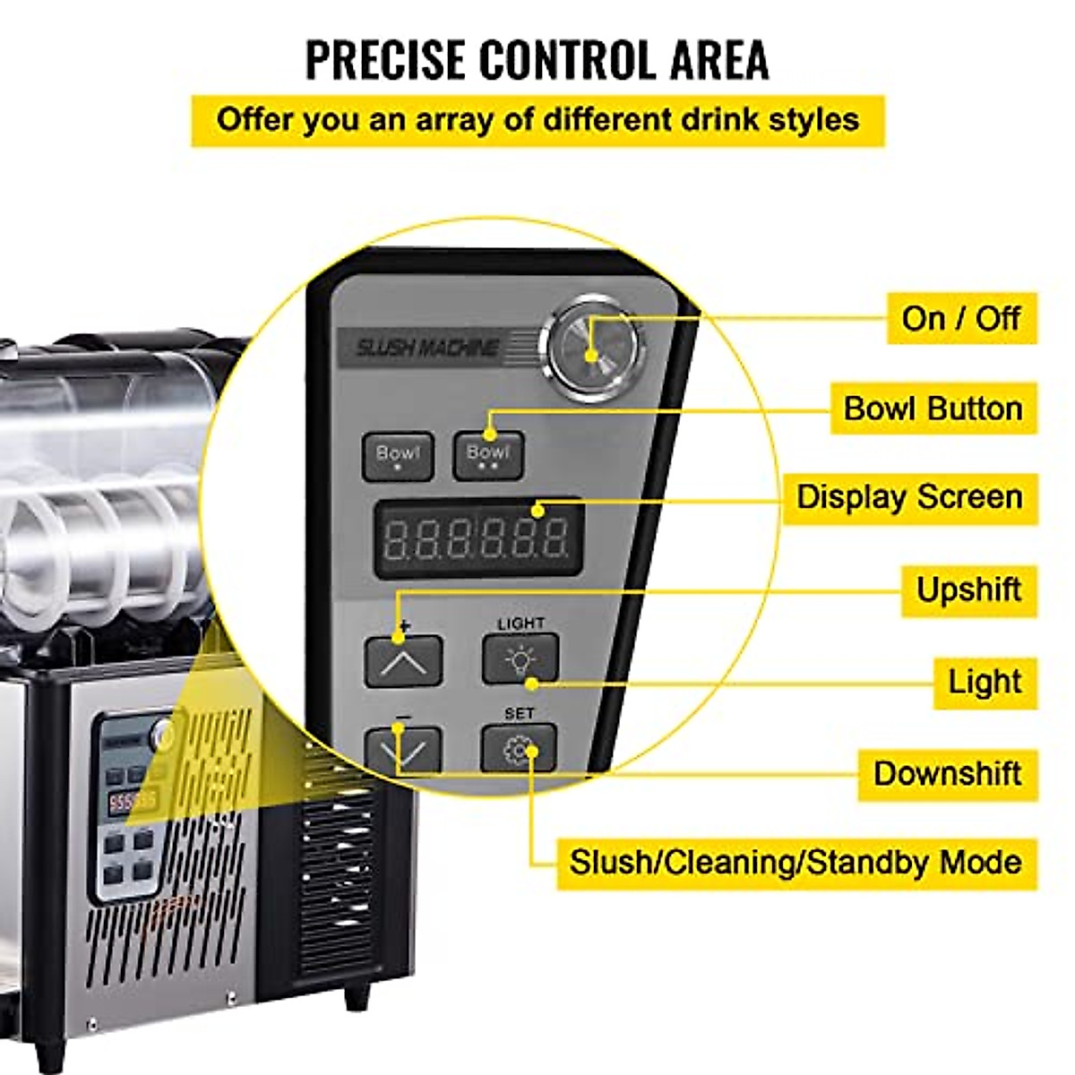VEVOR Commercial Slushy Machine, 3LX2 Tank Slush Drink Maker, 340W Frozen Drink Machine with Temperature Preservation, Stainless Steel Home Slush Frozen Drink Machine with Automatic Clean, Black