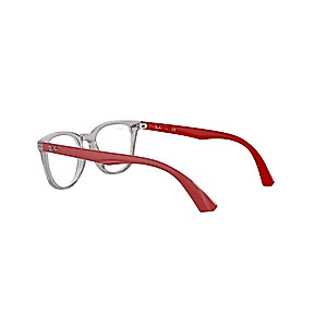 Ray-Ban Junior Kids' RY1601 Square Prescription Eyeglass Frames, Transparent Grey on Red/Demo Lens, 48 mm
