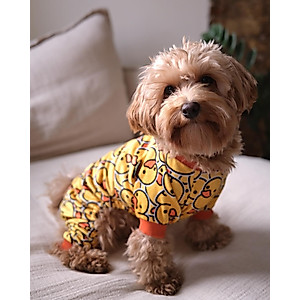 Fitwarm Funny Duck Dog Pajamas, Dog Winter Clothes for Small Dogs Girl, Lightweight Velvet Pet Jumpsuit, Cat Onesie, Yellow, XS