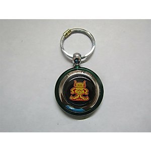 GREMLIN MAN LOGO ROUND PLASTIC KEYCHAIN - GREEN
