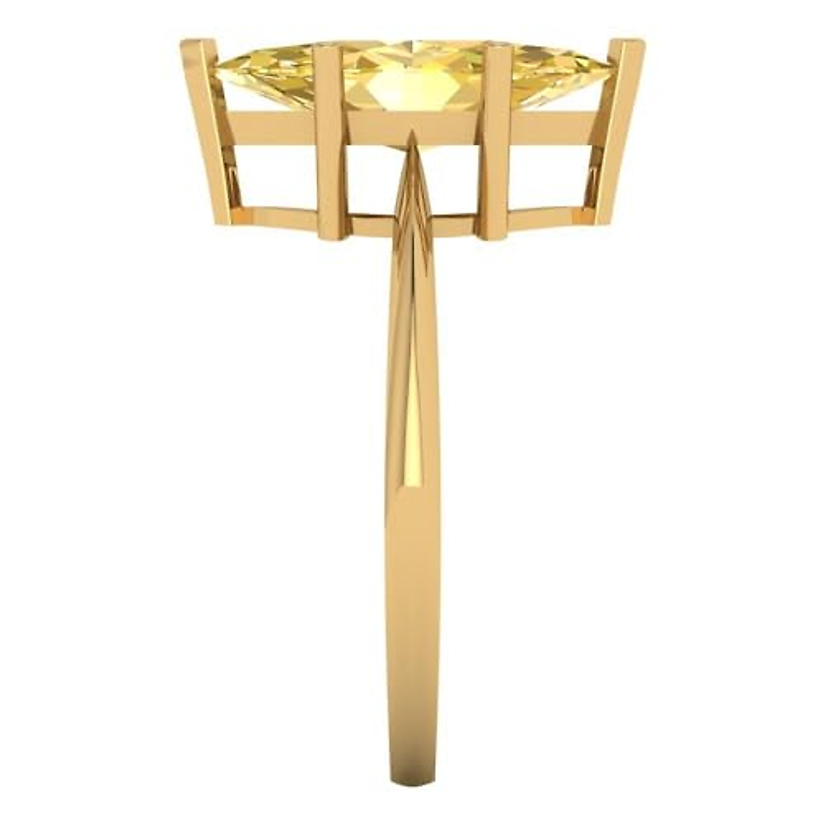 Clara Pucci 2.50 ct Marquise Cut Solitaire Yellow Simulated Diamond Engagement Bridal Promise Anniversary Ring 18K Yellow Gold Size 3.5