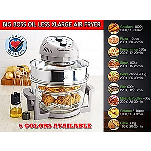 Big Boss 16Qt Large Air Fryer Oven – Extra Large Halogen Oven Cooker with 50+ Air Fryers Recipe Book for Quick + Easy Meals for Entire Family, AirFryer Oven Makes Healthier Crispy Foods – Black