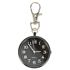 iplusmile Clip on Pocket Watch Open Face Watch with Key Buckle Portable Unisex Digital Watch for Students Men Doctor Nurses Women