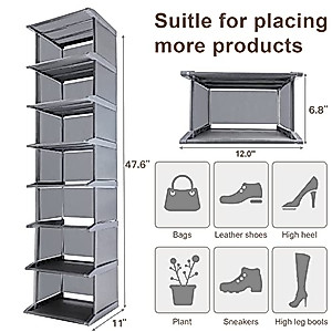 MEIXINZHI Narrow Shoe Rack, 8 Tiers Vertical Shoe Rack Shoe Tower Tall Slim Shoe Rack Storage Organizer for Closet Entryway Space Saving Corner Shoe Shelf