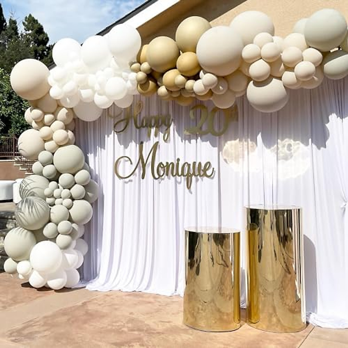 White Backdrop Curtains 5ft x 10ft Photo Photography Background Wrinkle Free Polyester Fabric 2 Panels Drapes for Parties Wedding Baby Shower Birthday Home Party Decor