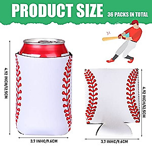 24 Pieces Baseball Can Sleeves Slim Can Cooler Sleeves Neoprene Hot and Cold Drinks Soda Cover Beer Cup Insulator Reusable Baseball Lovers Gifts for Hot and Cold Drinks Soda Game Party(5.1 x 3.9 Inch)