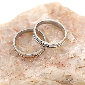 Uloveido 4mm Titanium Rings for Women Wedding Bands Stainless Steel Engagement Ring High Polish Rose Gold Line Groove (Women, size 11)