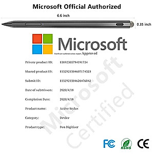 KOKABI Stylus Pen for Surface, 4096 Pressure Sensitivity Microsoft Surface Pen Magnetic, Rechargeable and Palm Rejection Surface Pencil for Surface Pro 8/X/7/6/5/4/3, Surface 3/Go/Book/Laptop/Studio