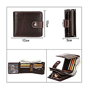 SPYBY Genuine Leather Business Card Cases Men's Money Organizers Money Clips Wallets RFID Blocking 4.7×3.9×1.2 Inch (Color : Red)