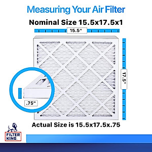 Filter King 15.5x17.5x1 Air Filter | 3-PACK | MERV 8 HVAC Pleated A/C Furnace Filters | MADE IN USA | Actual Size: 15.5 x 17.5 x .75"