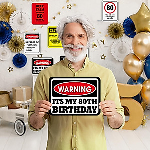 WERNNSAI 80th Birthday Decorations - 9 PCs 80s Old Zone Party Decorations, Funny Yard Banner for Grandma Grandpa, Table Centerpieces Door Wall Windows Signs Photo Booth Props for Men Women, Happy Bday Decor