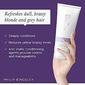 PHILIP KINGSLEY Pure Blonde/Silver Brightening Daily Purple Conditioner for Blonde Gray Brassy Colored Highlighted Bleached Hair Toner for Orange Brassiness and Yellow Tones, 6.76 oz
