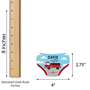 Big Dot of Happiness Fired Up Fire Truck - Diaper Shaped Raffle Ticket Inserts - Firefighter Firetruck Baby Shower Activities - Diaper Raffle Game - Set of 24
