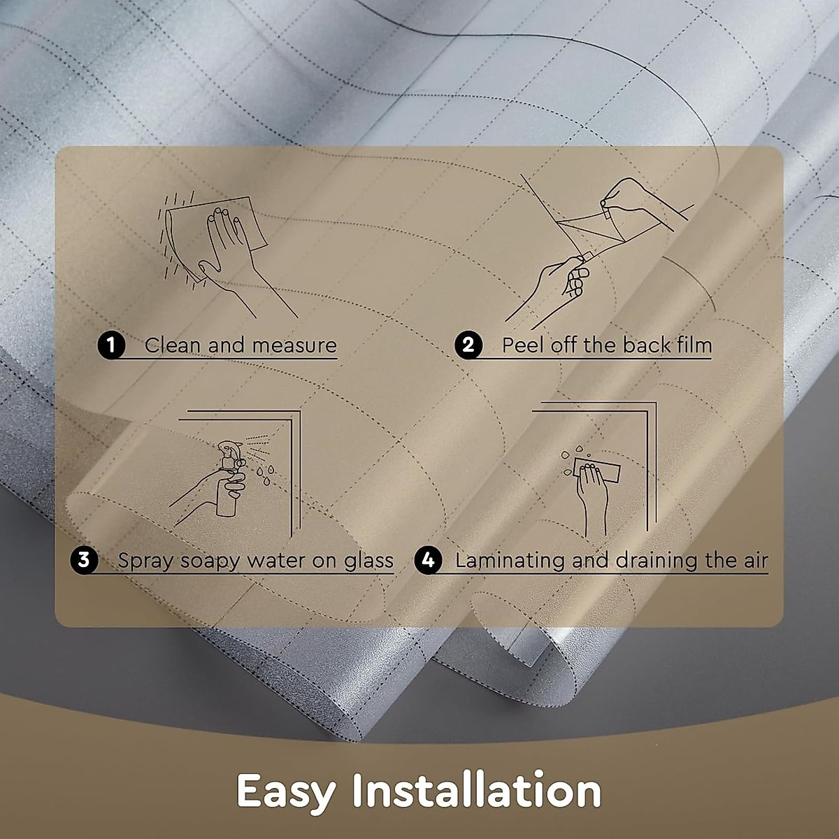 LEMON CLOUD Window Privacy Film Frosted,Non Adhesive Opaque Bathroom Door Window Film,Static Cling Stickers Privacy Day and Night,Vinyl Glass Coverings for Home Office(17.5 x 78.7 Inch, Pure White)