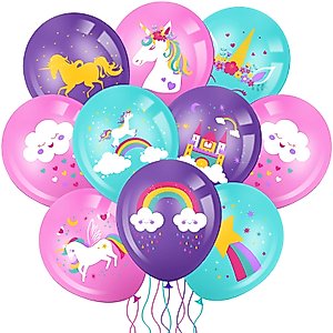 Aoriher 45 Pcs Unicorn Latex Balloon for Birthday Pastel Rainbow Balloon for Arch Kit Column Garlands Helium Balloons for Girl Unicorn Birthday Party Decoration Baby Shower Unicorn Party Supplies 12''